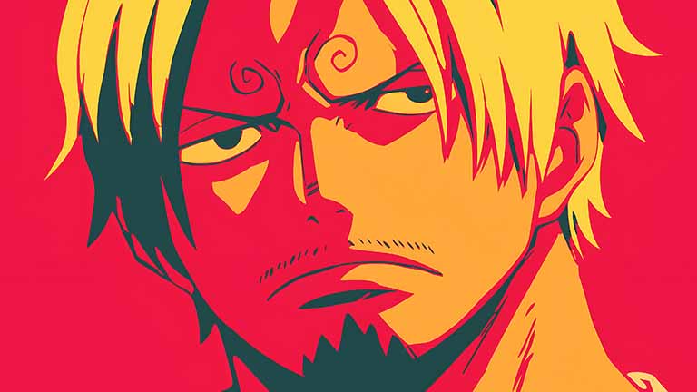 One Piece Sanji Serious Gaze Pop Minimalism Desktop Wallpaper