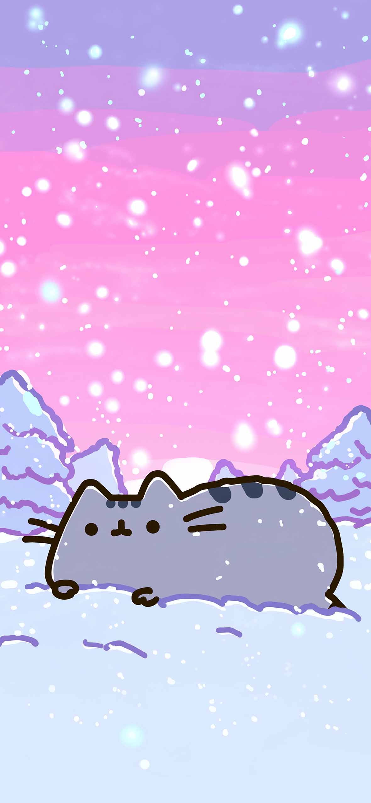 Pusheen Cat Snow Winter Wallpapers - Cozy Phone Wallpapers HD