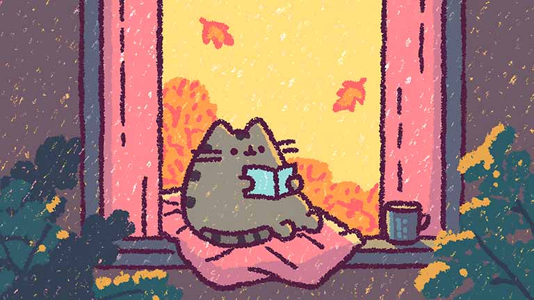 Pusheen Cat Christmas Tree Minimal Winter Desktop Wallpaper