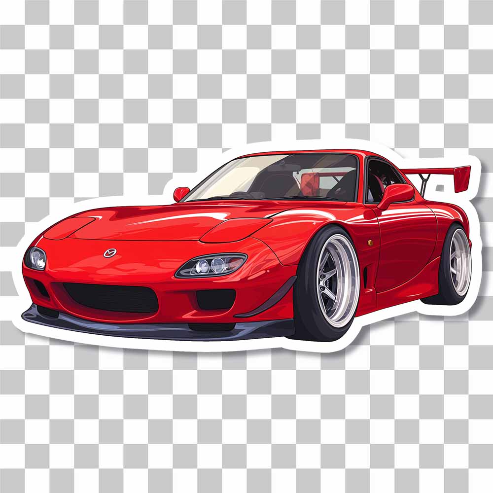 Red Mazda RX7 Sticker - Cool Sportscar Sticker PNG