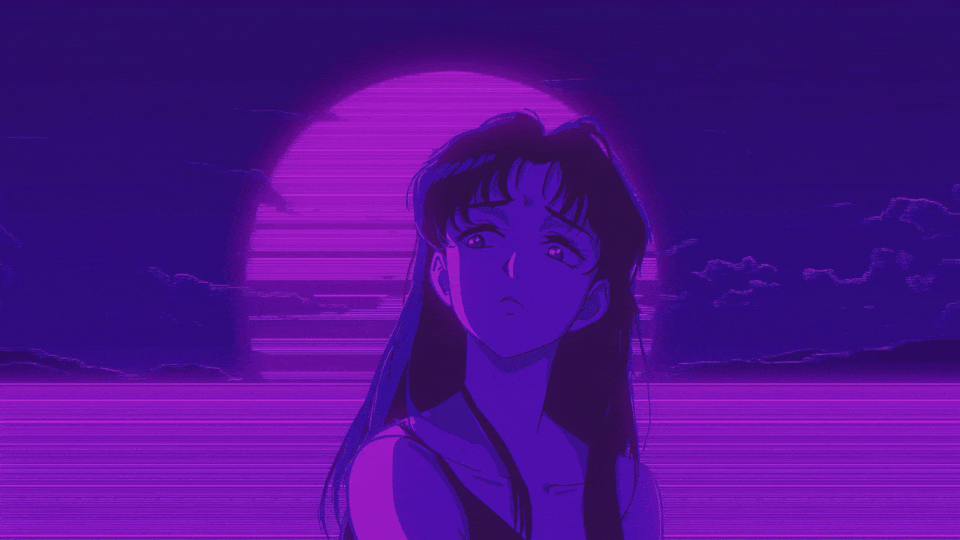 Sailor Moon Rei Hino Vaporwave Sunset GIF Desktop Wallpaper