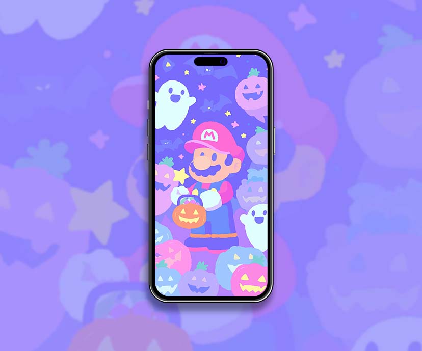Super Mario Halloween Trick or Treat Pastel Wallpapers iPhone HD