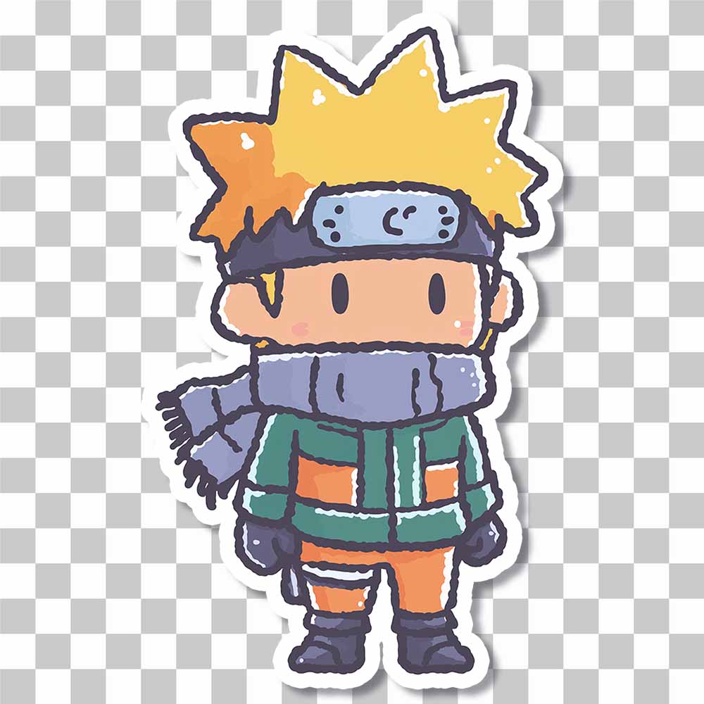 Chibi Naruto Winter Scarf Sticker - Cute Anime Sticker PNG