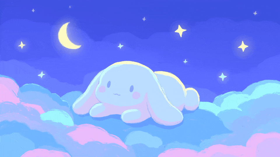 Sanrio Cinnamoroll Watching the Moon GIF Desktop Wallpaper