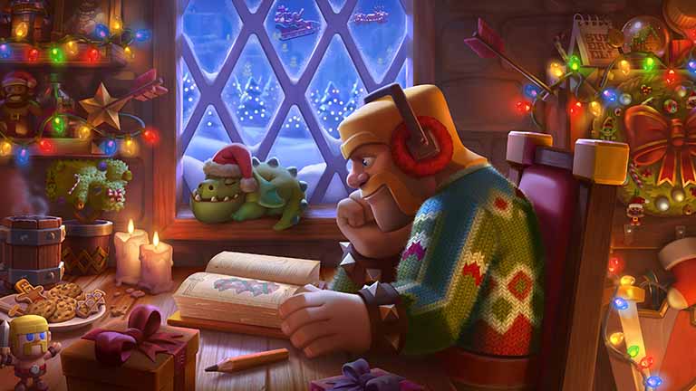 Clash of Clans Cozy Fireplace Study Desktop Wallpaper 4k