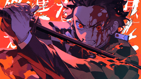 Tanjiro Kamado Bloody Slayer Intense Rage GIF Wallpaper