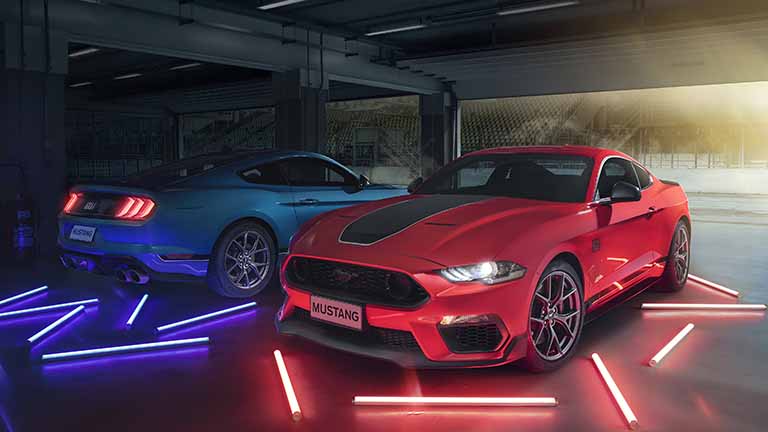 Ford Mustang Mach 1 Mach-E Neon Garage Desktop Wallpaper