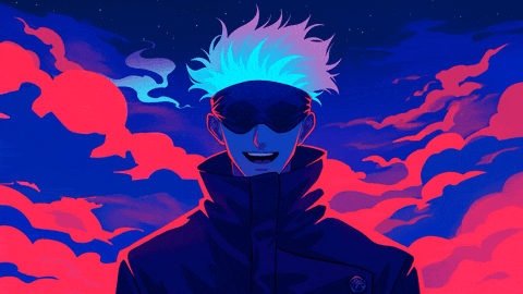 Gojo Satoru Blindfold Smile Blue Aura GIF Desktop Wallpaper