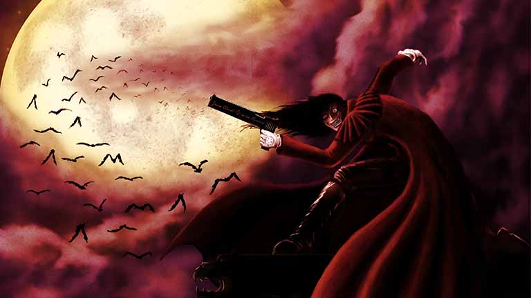 Free Hellsing Alucard Shooting on Full Moon Desktop Wallpaper