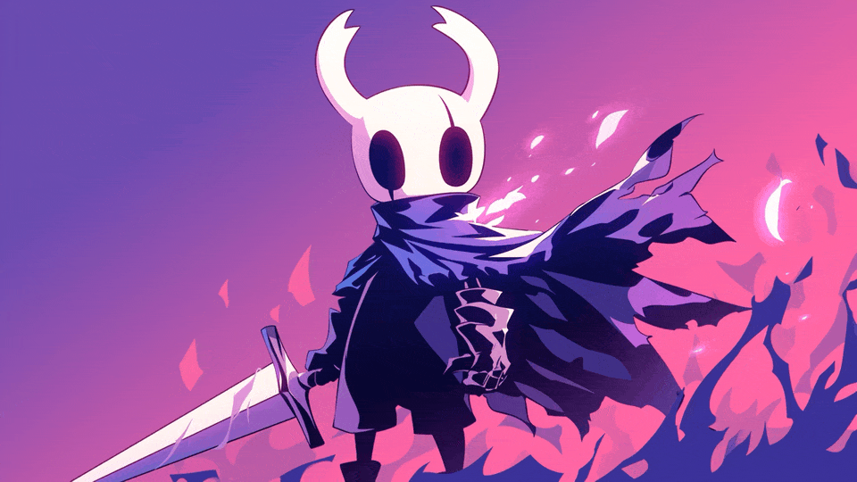 Hollow Knight The Knight Purple Gradient GIF Desktop Wallpaper
