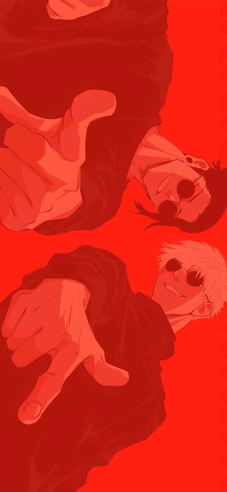 Jujutsu Kaisen Gojo and Geto Red Background Wallpapers iPhone