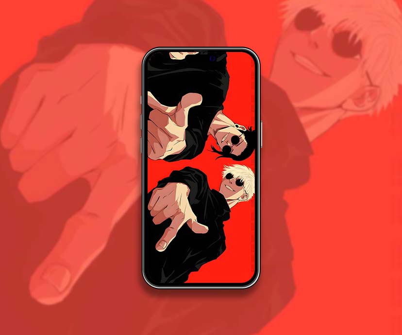Jujutsu Kaisen Gojo and Geto Red Background Wallpapers iPhone