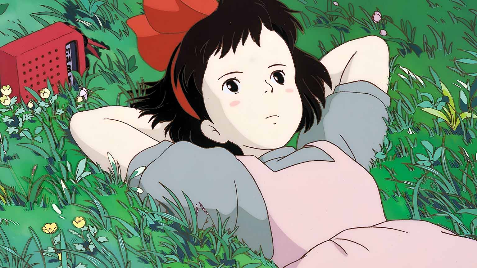 Kiki’s Delivery Service Kiki Resting In Grass Desktop Wallpaper