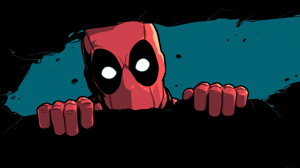 Deadpool Wade Wilson Peeking Out of Crack GIF Wallpaper
