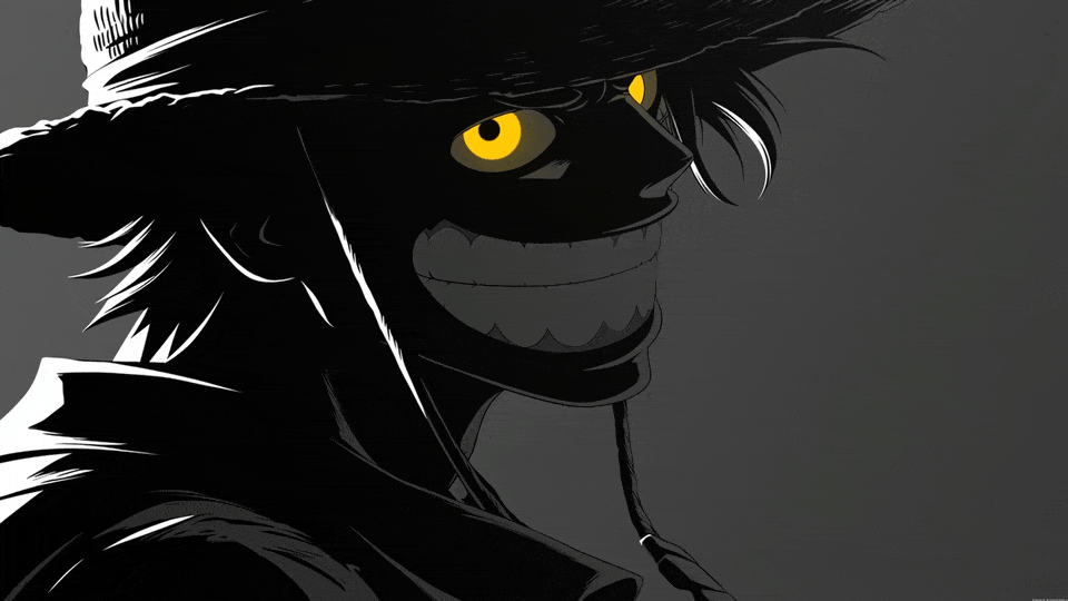 One Piece Luffy Shadow Glowing Eyes GIF Desktop Wallpaper