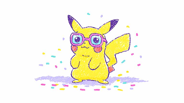 Free Pikachu Chibi with Party Glasses Desktop Wallpaper 4k
