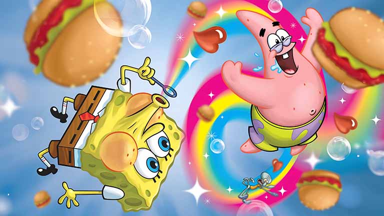 Spongebob Patrick Krabby Patty Rainbow Fun Desktop Wallpaper