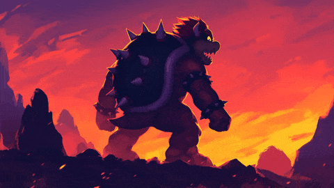 Super Mario Bowser King Koopa Sunset Silhouette GIF Wallpaper