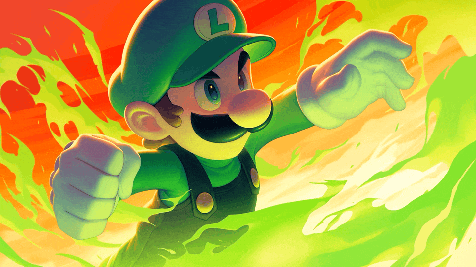 Free Super Mario Luigi Using Green Fire GIF Desktop Wallpape