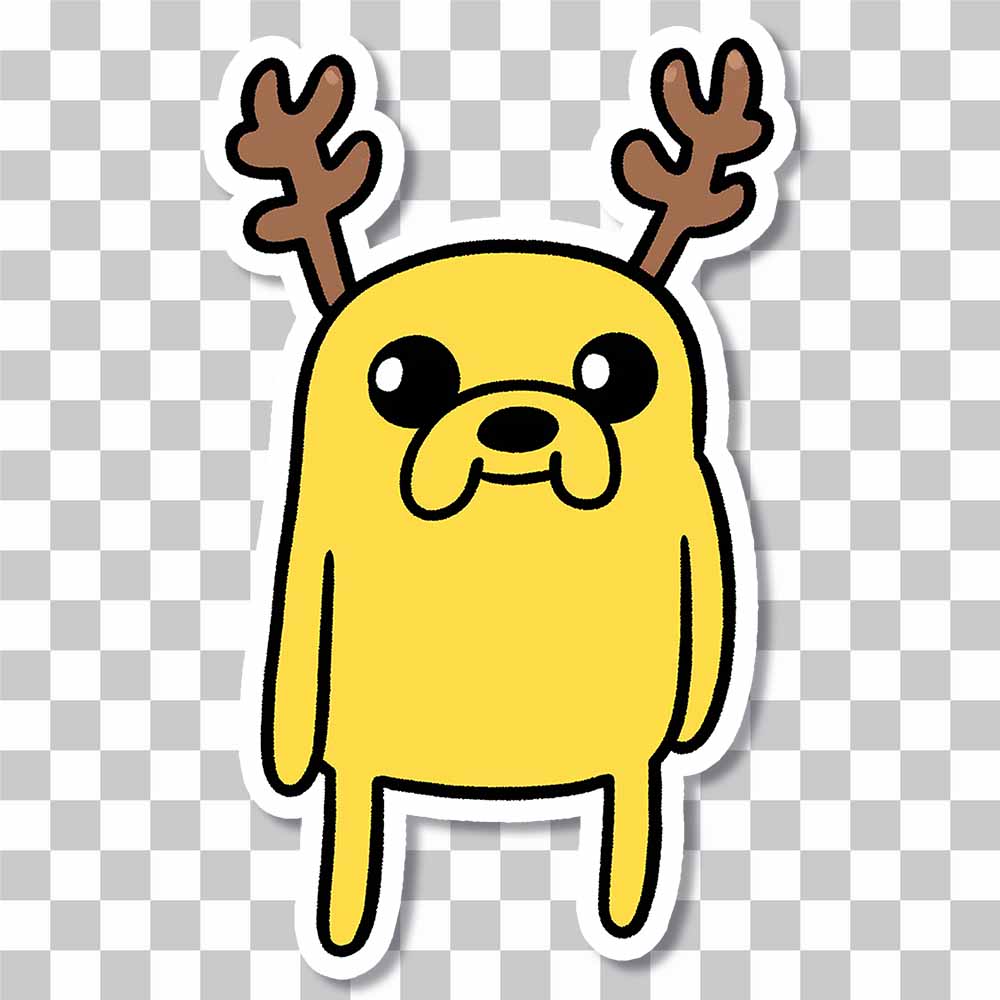 Adventure Time Jake Reindeer Costume Sticker - Cartoon Sticker