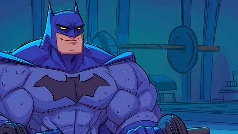 Batman Working Out Muscles Glowing Eyes Desktop Wallpaper