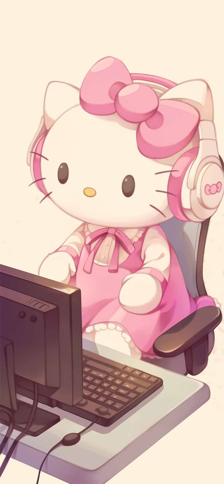 Hello Kitty Gamer Setup Pink Cute Wallpapers - Sanrio Wallpapers