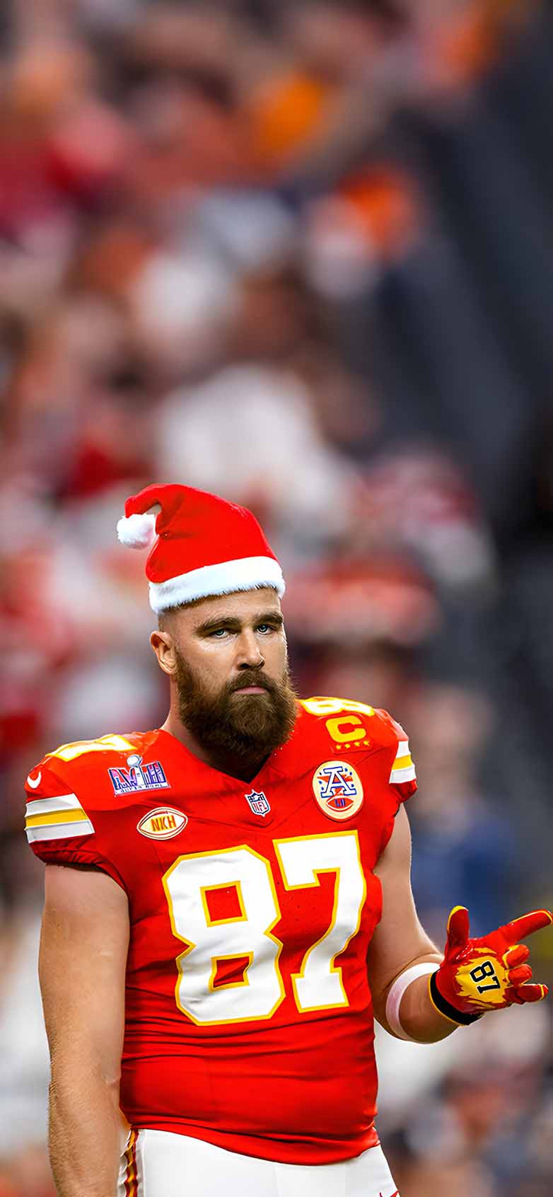 Kansas City Chiefs Travis Kelce Santa Hat Wallpapers iPhone HD