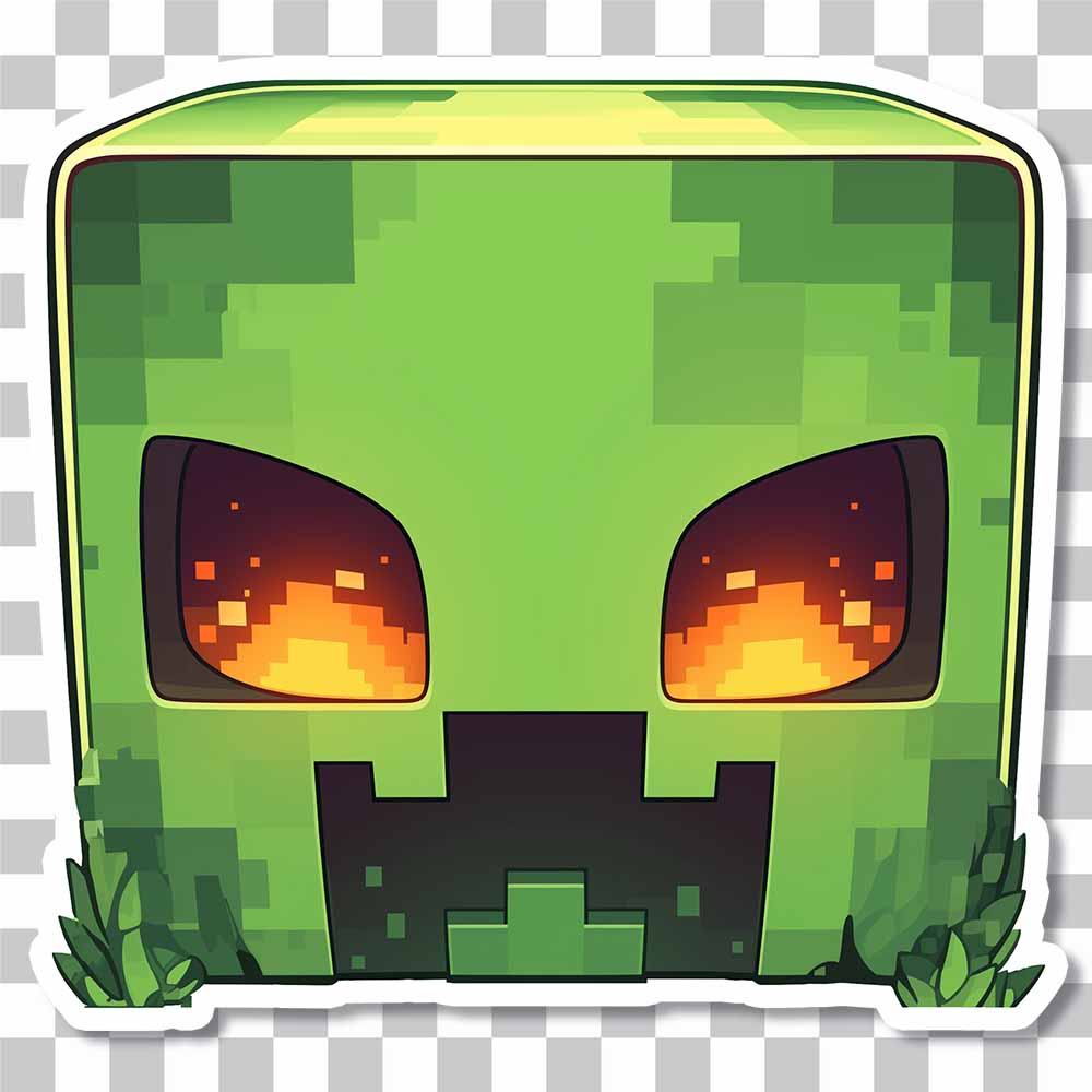 Minecraft Creeper Face Pixel Sticker - Cool Games Sticker PNG