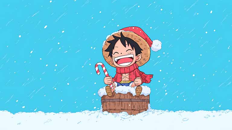 Free One Piece Luffy Christmas Big Smile Desktop Wallpaper