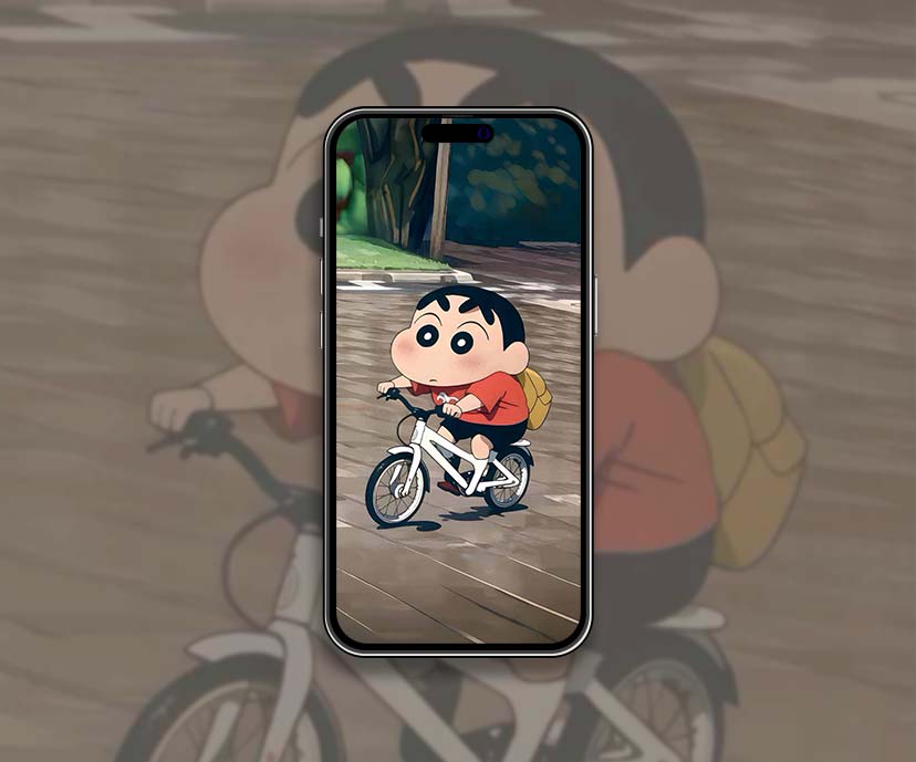 Shin-chan Bicycle Ride Cute Wallpapers - Anime Boy Wallpapers