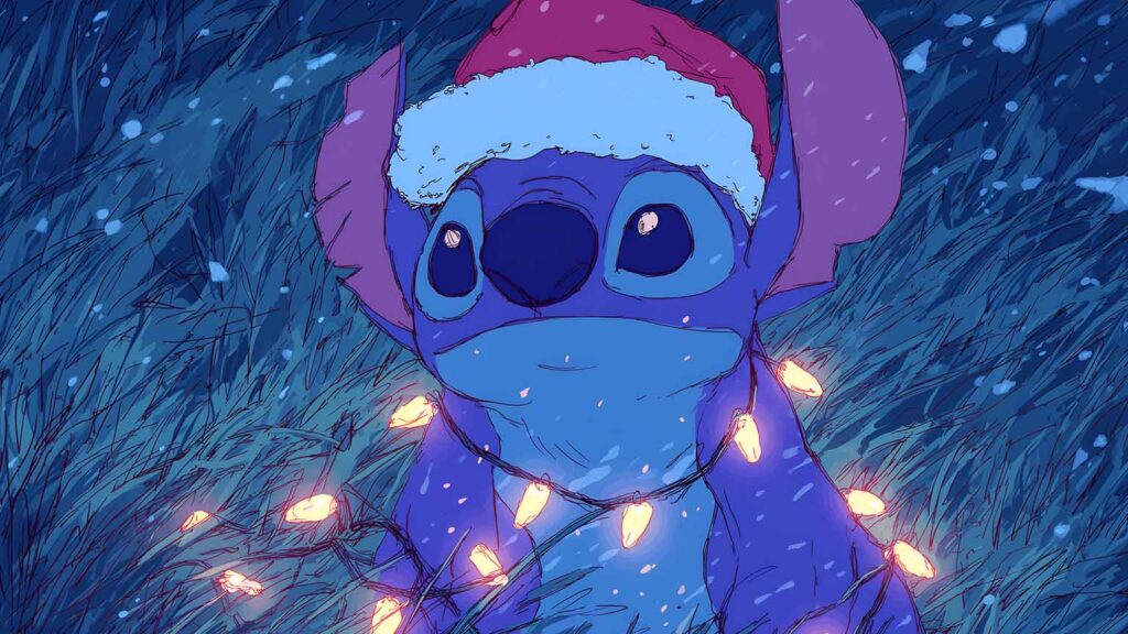 Stitch Christmas Lights 4K Desktop Wallpaper - Stitch Wallpaper