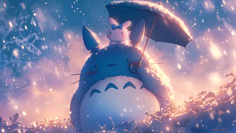 Totoro Studio Ghibli Winter Forest Snow Desktop Wallpaper 4K