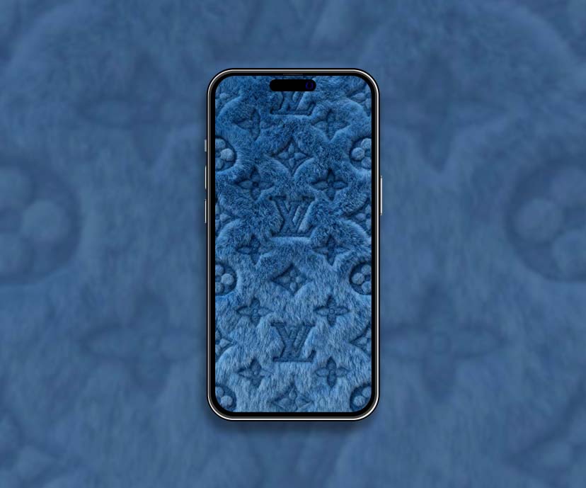 Blue Furry Louis Vuitton Monogram Texture Wallpapers iPhone HD