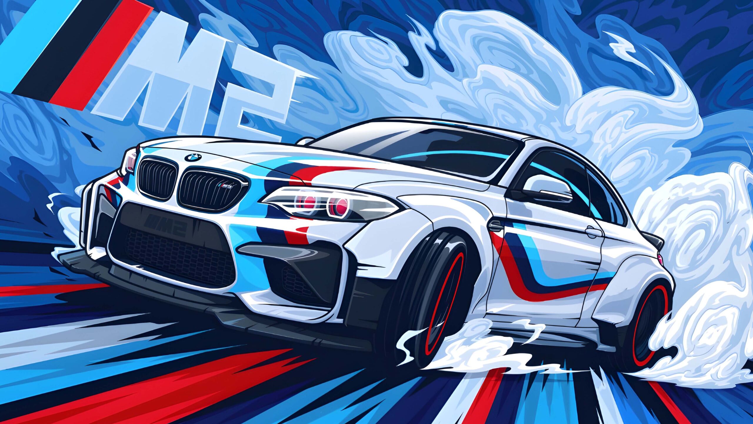 BMW M2 Race Drift Art Style Desktop Wallpapers - Wallpapers 4K