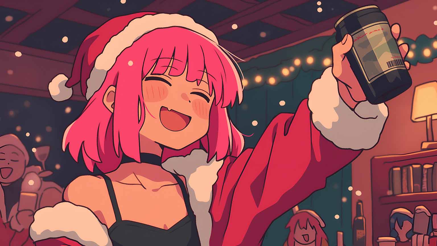 Bocchi The Rock Kikuri Celebrating Christmas Desktop Wallpaper