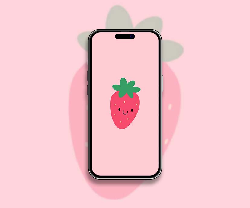 Cute Kawaii Strawberry Pink Minimal Wallpapers - Free Wallpapers