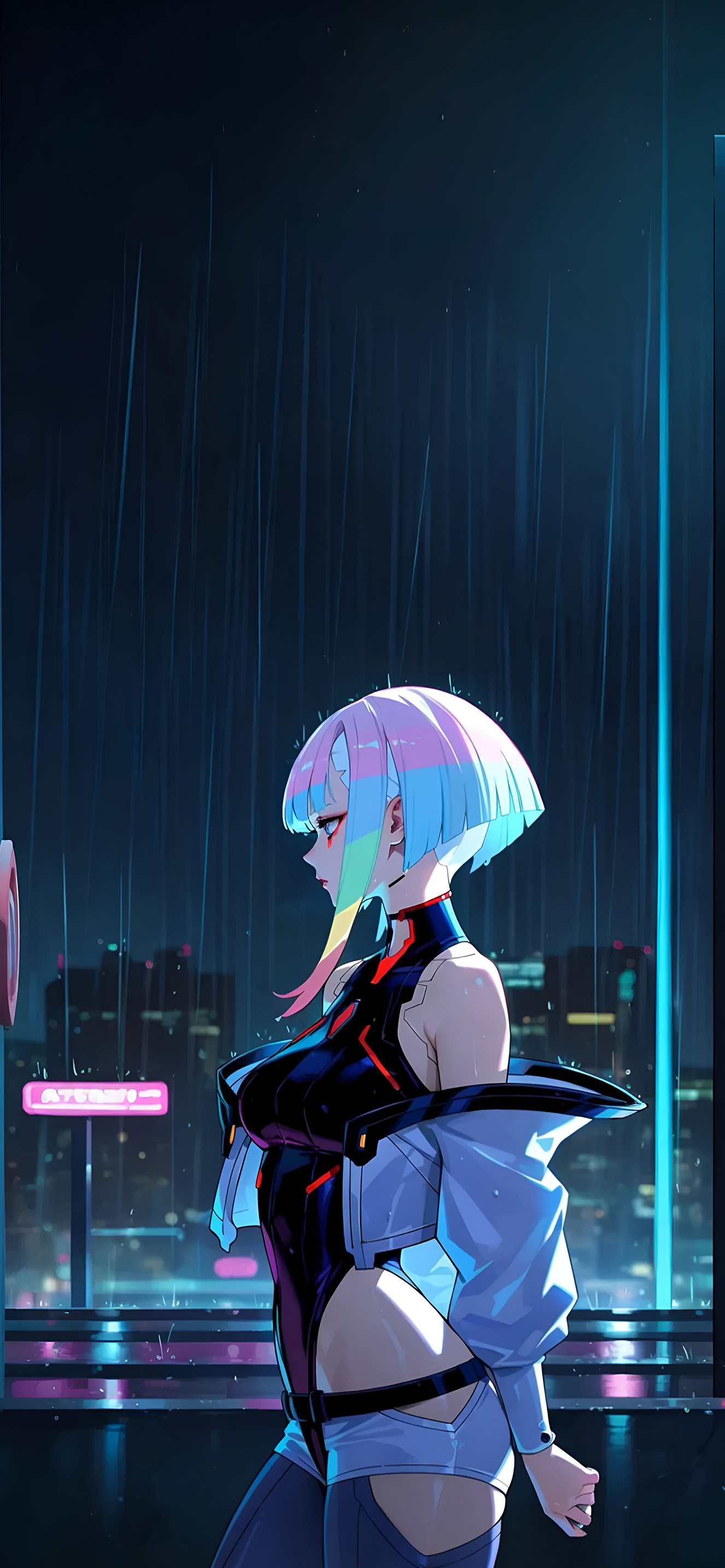 Cyberpunk Edgerunners Lucy Rainy City Wallpapers - HD Wallpaper