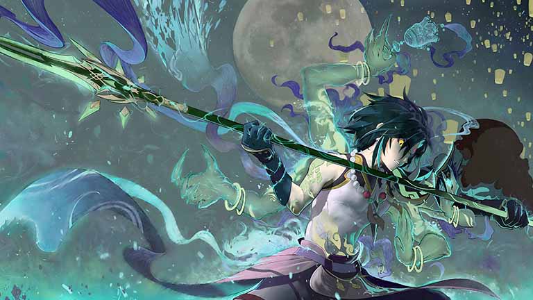 Genshin Impact Xiao Unleashing Anemo Power Desktop Wallpaper