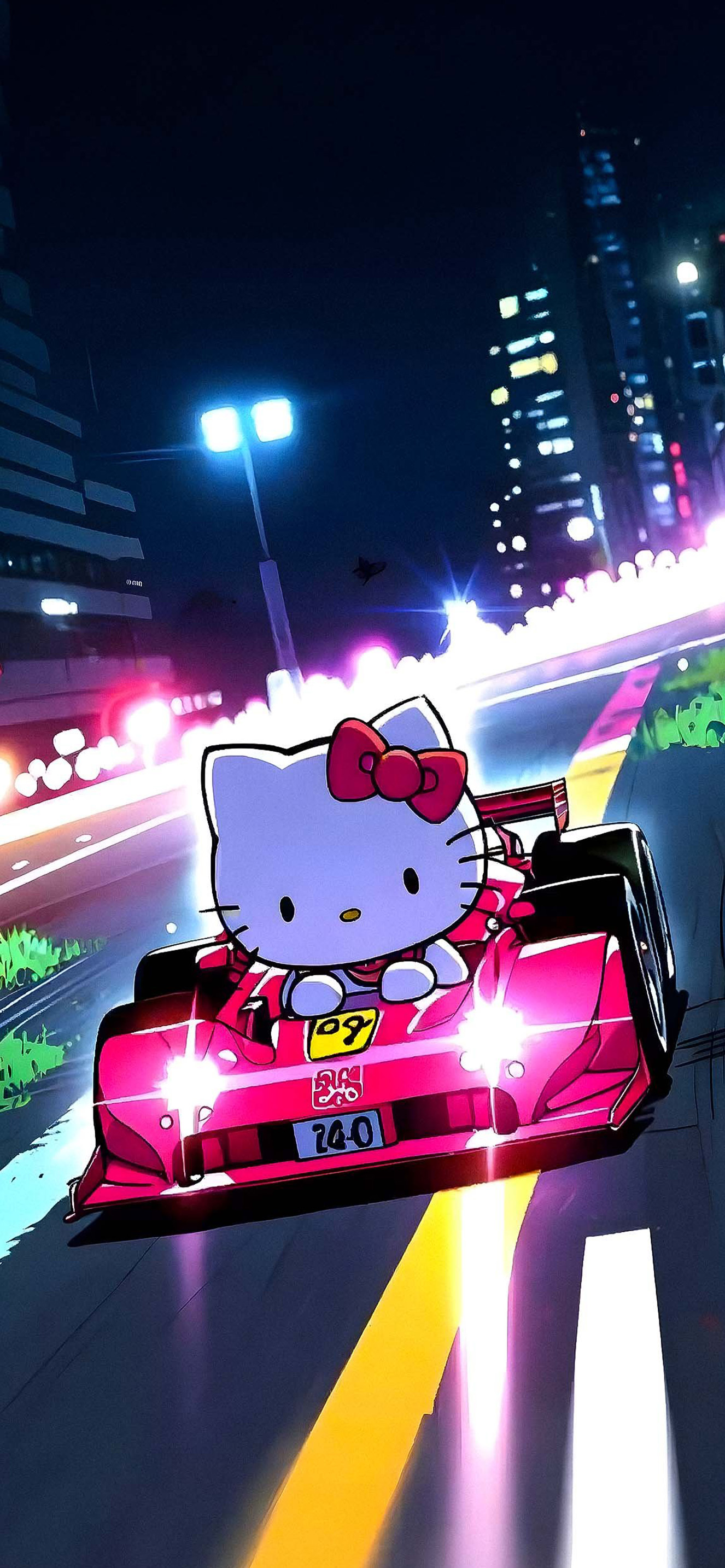 Hello Kitty Race Car Night City Wallpapers - Sanrio Wallpapers HD
