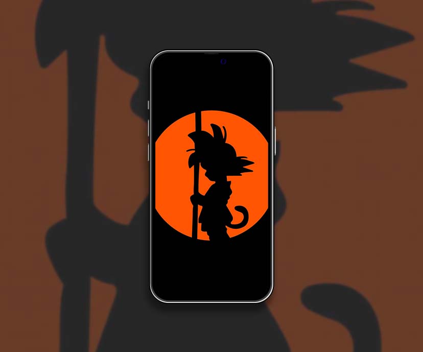 Kid Goku Silhouette Orange Moon Dragon Ball Wallpapers iPhone