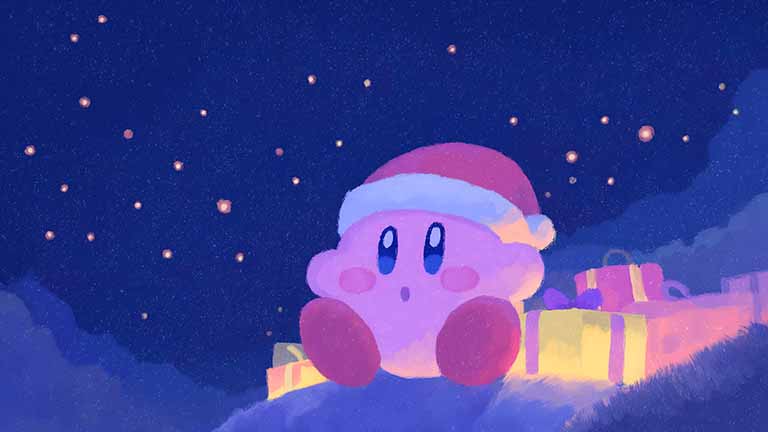 Free Kirby Santa Hat Among Presents Desktop Wallpaper 4k