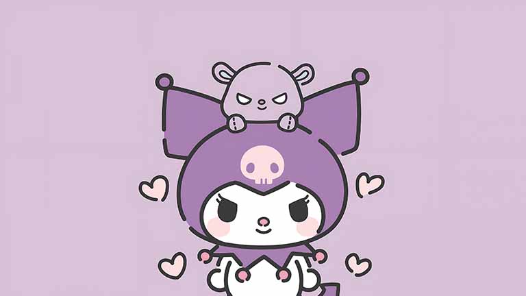 Free Kuromi Cute Purple Character Hearts Desktop Wallpaper