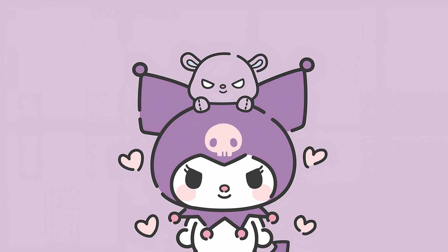 Free Kuromi Cute Purple Character Hearts Desktop Wallpaper