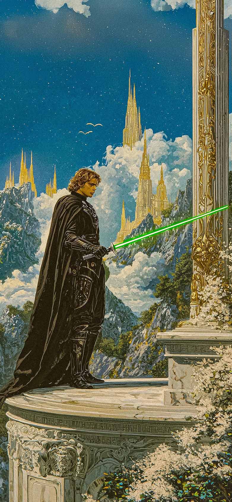 Luke Skywalker Jedi Green Lightsaber Art Wallpapers iPhone HD