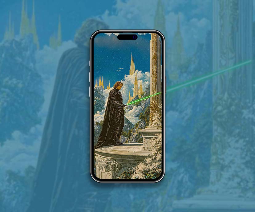 Luke Skywalker Jedi Green Lightsaber Art Wallpapers iPhone HD