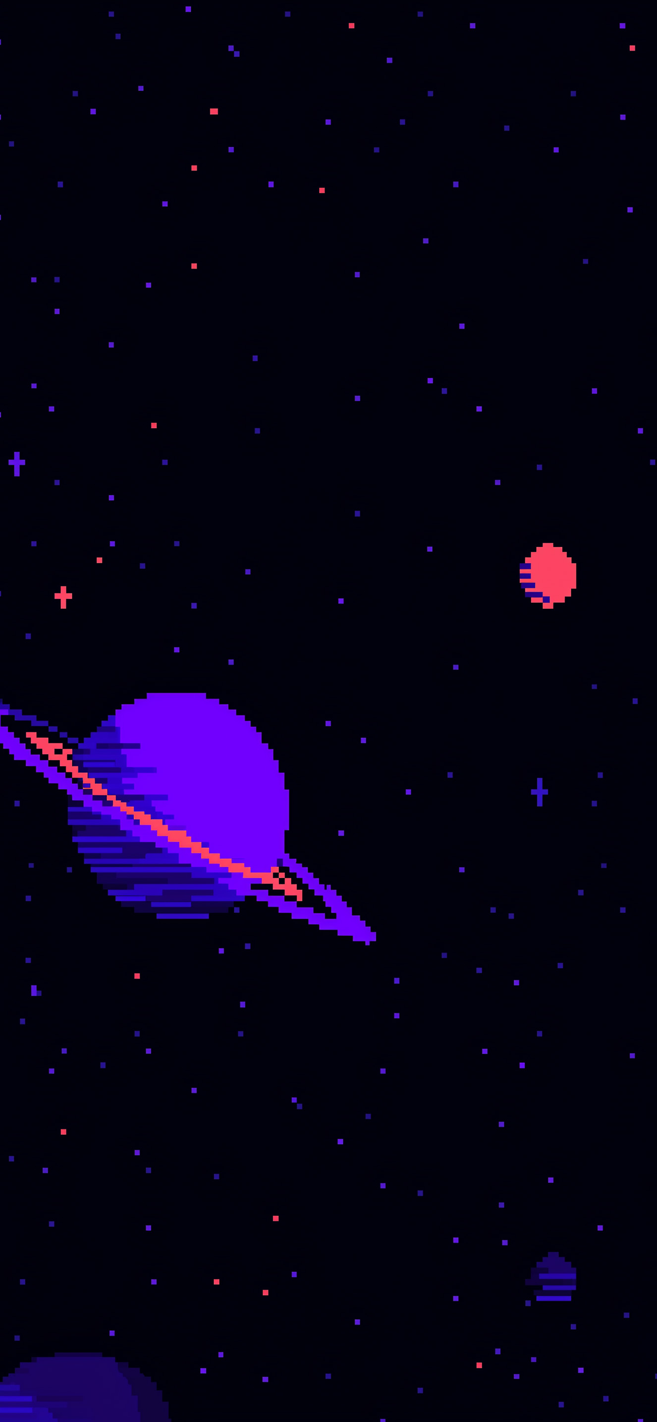 Neon Pixel Saturn Space Aesthetic Wallpapers - Phone Wallpapers