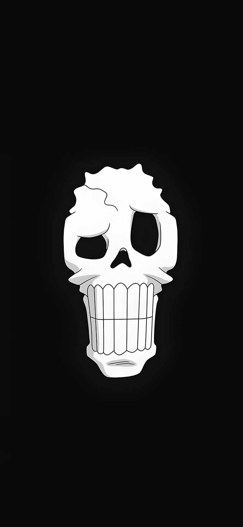 One Piece Brook White Skull Logo Minimal Wallpapers iPhone HD