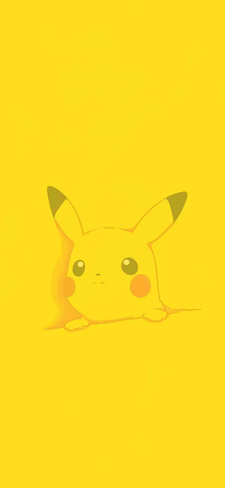 Pikachu Peeking Yellow Minimal Wallpapers - Anime Wallpapers HD