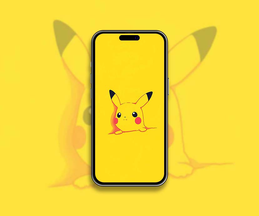 Pikachu Peeking Yellow Minimal Wallpapers - Anime Wallpapers HD