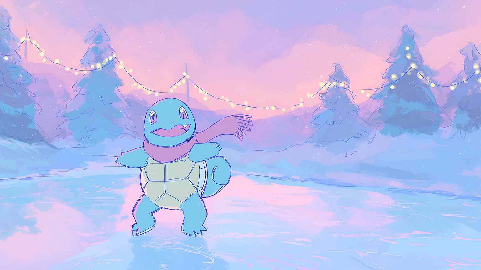 Free Pokemon Squirtle Ice Skating Joy Desktop Wallpaper 4k